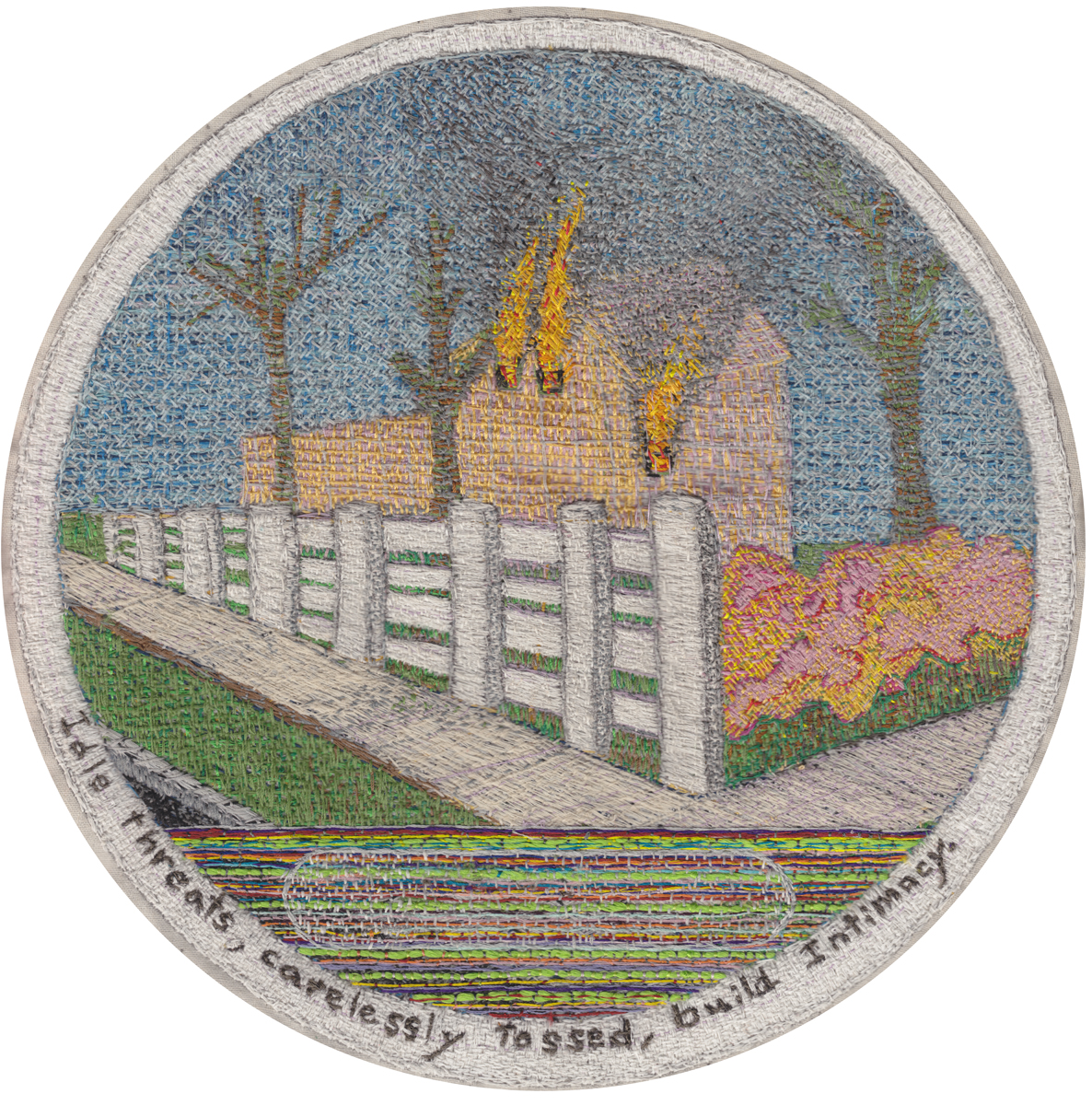 Hand Embroidery: House on Fire, over 150 hours of work, 9" : r/Embroidery